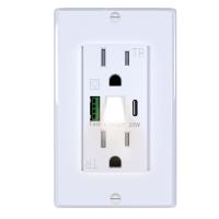 China Tamper Resistant Night Light USB Outlet 125V 15A USB Receptacle With Night Light PD3.0 Fast Charger for sale