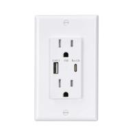 China White USB Wall Outlet Customized Fast Charging Wall Outlet With 15A 125V AC 60Hz Rating for sale