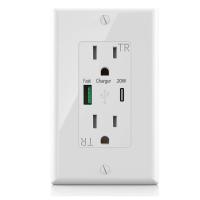China PD20W Fast Charging USB Wall Outlet 15A 100V - 240V Outlet With Type C for sale