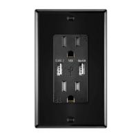 China ETL Listed USB Wall Outlet 5V 4.8A Dual USB Wall Outlet For Hotels for sale