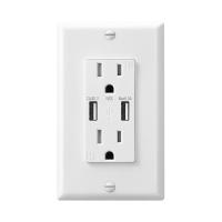China Tamper Resistant Fast Charging USB Socket Wall Mounted 15A 120V Outlet for sale