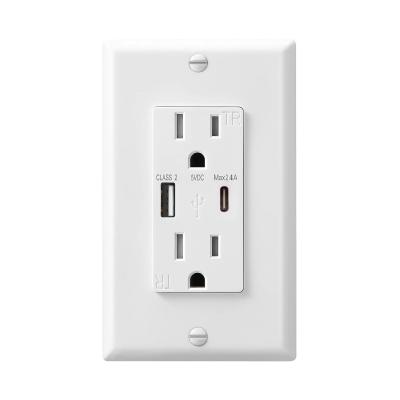 China 15A AC Wall Outlet PC ABS Outlet With USB Charging Ports for sale