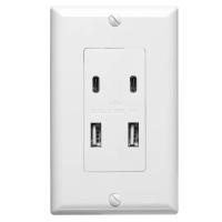 China Convenient Charging USB Wall Outlet 2 Type C USB Socket 5V DC for sale
