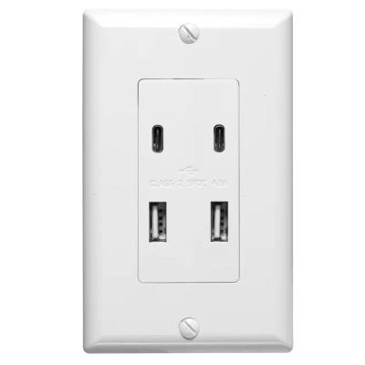 China Convenient Charging USB Wall Outlet 2 Type C USB Socket 5V DC for sale