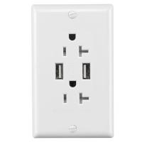 China PC ABS Material USB Wall Outlet Tamper Resistant Dual USB Wall Socket for sale