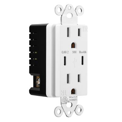 China AC125V USB Charger Outlet 60Hz Wall Socket Outlet With Dual Type C for sale