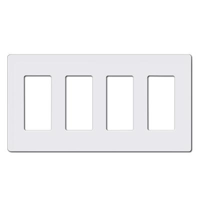 China White 4 Gang Wall Plates Plastic Screwless Wall Plates For Socket Switch Cover for sale