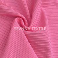 China Sustainbale Rib Recycled Polyester Swimwear Fabric 210gsm Pink for sale