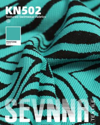 China 345gsm 60%Nylon + 26% Polyester + 14%Spandex Stripe Recycled Nylon Fabric KN-502 for sale