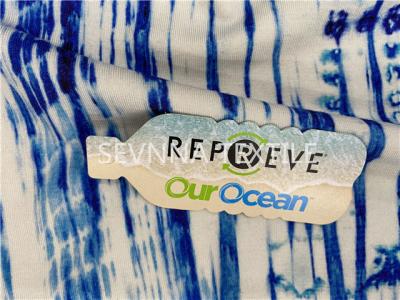 China Custom Digital Printed Fresh Blue Activewear Knit Fabric Recycled UV Protect for sale