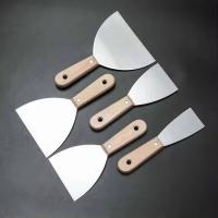 China Wooden handle 3 Inch Carbon Steel Soft Grip Heavy Duty Bent Putty Knife Scraper for sale