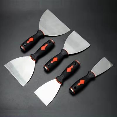 China Rubber Handle Flexible Blade Carbon Steel Mirror polished Putty Knife for sale