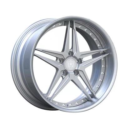 China 19-inch two-piece custom forged alloy wheels with deep concave type and brushed silver wheel rims for sale