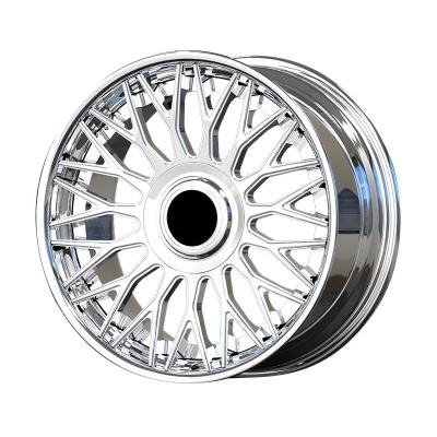 China Custom Forged Chrome deep dish 2 piece wheels rims for 18 to 24 inch cars for sale