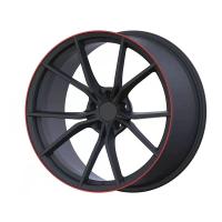 China Forged aluminum wheels in gloss black color and red line lip for 18 to 24 inch cars for sale