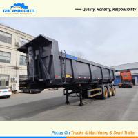 China 70 Tons 3 Axle Semi Trailer , Tractor Trailer Dump Trailer Hyva Lifting for sale