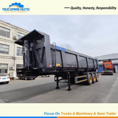 China 70 Tons 3 Axle Semi Trailer , Tractor Trailer Dump Trailer Hyva Lifting for sale