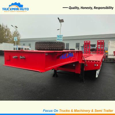 China 3 Axle 50 Tons Lowbed Trailer for Construction Machinery Transportation for sale
