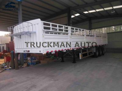 China Side Wall Fence Semi Trailer 70 Tons Loading  3mm Diamond Checked Flatbed Thicnkess for sale