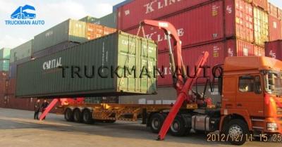 China Skeleton Container Side Loader Trailer 1x40ft or 2x20ft with 37 Ton Crane for sale