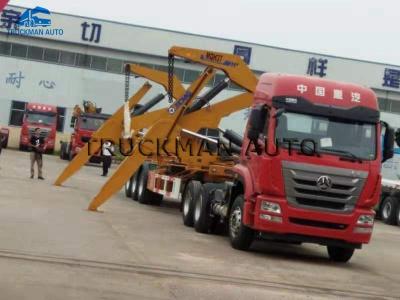 China TRUCKMAN Side Lifter Container Trailer 37 Ton XCMG Crane 3 Axle FUWA for sale