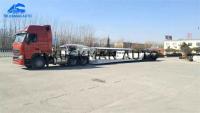China 120 Tons Low Bed Container Trailer , Lowbed Trailer Truck With Hydraulic Ladder for sale