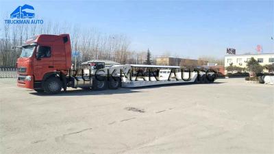 China 120 Tons Low Bed Container Trailer , Lowbed Trailer Truck With Hydraulic Ladder for sale