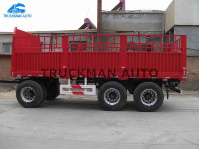 China 3 Axle Fence Side Wall Full Trailer Truck 40-60 Tons 7300mm Cargo Box for sale