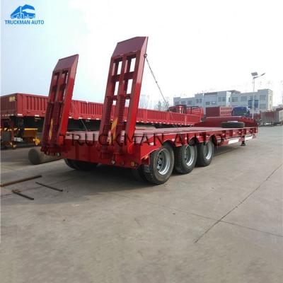 China Flexible Lowbed Trailer Truck , 3 Axle Low Bed Trailer 70 Tons Loading for sale