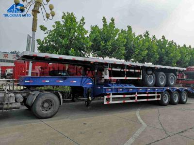 China 40-80 Ton 3 Axle 13/16t FUWA BPW Axle Flatbed Container Semi Trailer 20ft 40ft for sale