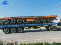 China 40ft Flatbed 3 Axles Container Semi Trailer 50 Tons Capacity LED Lights for sale