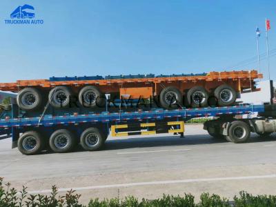 China 40ft Flatbed 3 Axles Container Semi Trailer 50 Tons Capacity LED Lights for sale