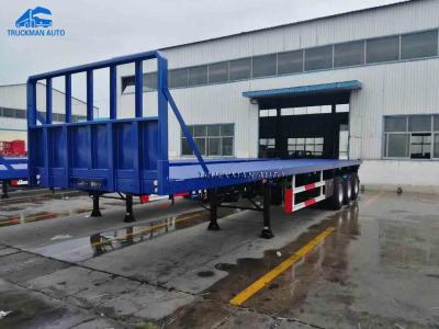 China Bottom 3mm 40 Tons 4 Axles Flatbed Fence Semi Trailer for sale
