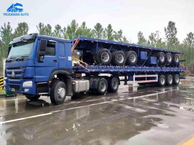 China T700 Steel 40 Ton 3 Axle Flatbed Container Trailer for sale