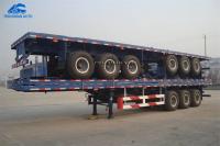 China 40 Ton 20ft Container Flat Bed Trailer 3 Axle High Strength Steel Twist Lock for sale
