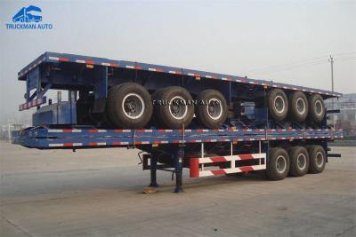 China 40 Ton 20ft Container Flat Bed Trailer 3 Axle High Strength Steel Twist Lock for sale