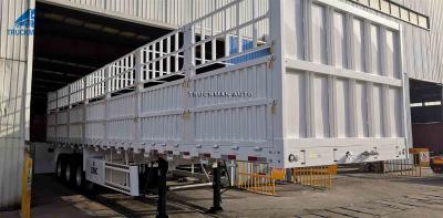 China Q345 3 Axle 60 Ton Fence Semi Trailer for Cropper Transport with Container Lock for sale