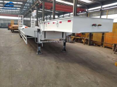 China 70 Ton 4 Axles Low Flatbed Trailer Q345 Steel 12.00R20 Tires Heavy Duty Transport for sale