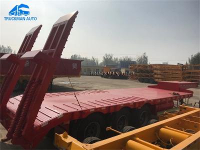 China Three Axles 50 Tons Flatbed Low Bed Semi Trailer With Radial Tire for sale