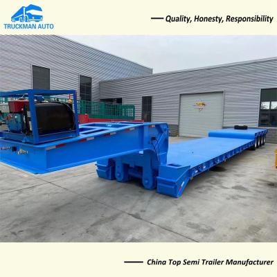 China 3 Axle 80 Ton Removable Gooseneck Low Bed Trailer for Excavator Transport for sale