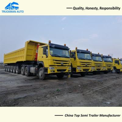 China 45 Cubic Meter 9 Axle Dump Tipper Trailer Truck 70 Tons Loading for sale