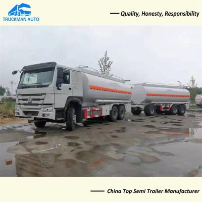 China 25000 Liter Draw Bar Fuel Oil Tank Trailer 2 Compartment Carbon Steel Chemical Transport for sale