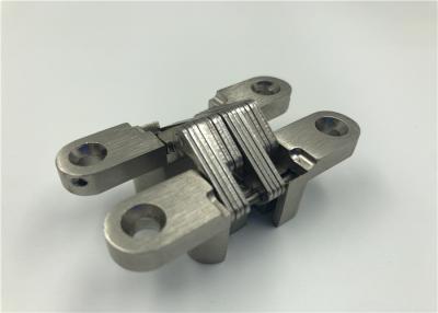 China Mini Cross Hidden Door Hinges Satin Nickel For Cupboard Wardrobe Door for sale