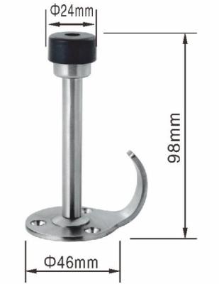 China Antirust Stainless Steel Interior Door Stops With Cloth Hook Rubber Striker for sale