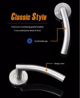 China Glossy Polished Stainless Steel Internal Door Handles With Same Color Screws for sale