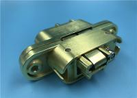China Silent Mortise Mount Invisible Hinge Adjustable Satin Brass Surface Finish for sale
