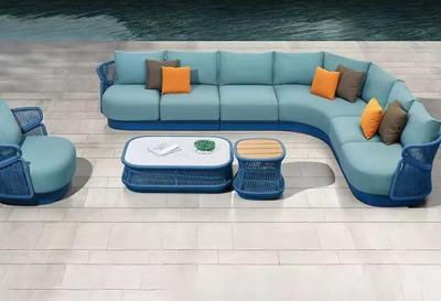 China Hot Sale Outdoor Sofa Set with Aluminum Frame and UV Resistant Rope Designed for Weather Resistance and Outdoor Comfort for sale