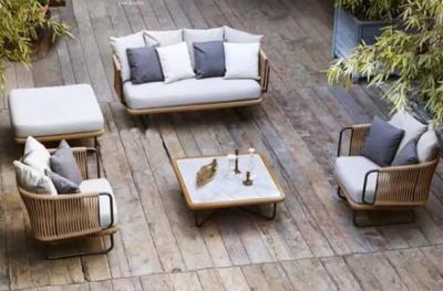 China Hot Sale Outdoor Furniture Set 5 Pieces Weather Resistant UV Resistant Rope Durable Aluminum Frame Ideal for Gardens Courtyards Villas for sale