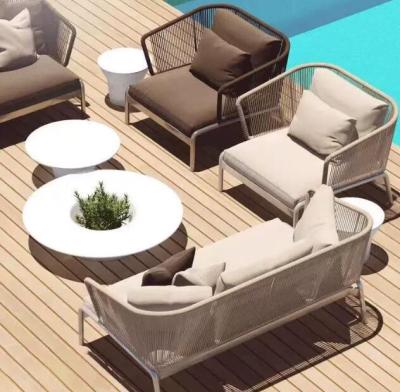 China Garden sofa 4Pieces Weather Resistant UV Resistant Rope Durable Aluminum Frame Ideal for Gardens Courtyards Villas for sale