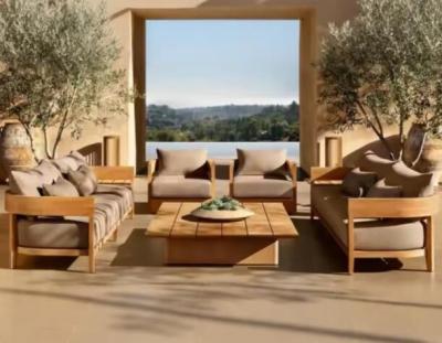 China Teak wood Sofa Set 8Pieces Weather Resistant UV Resistant Durable For Gardens Courtyards Villas for sale
